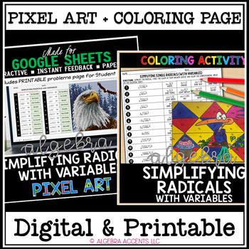 Simplifying Radicals with Variables Coloring Printable and Digital ...