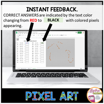 Google Sheets Digital Pixel Art Math Multiplying Decimals – Algebra Accents
