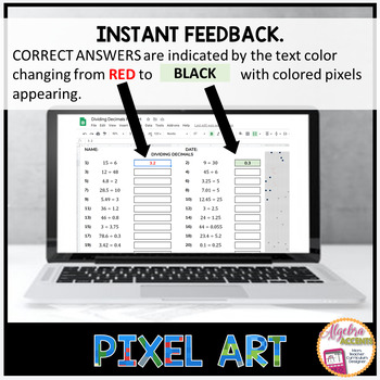 Google Sheets Digital Pixel Art Math Dividing Decimals – Algebra Accents
