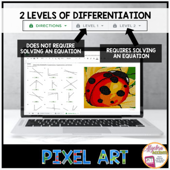 Digital Pixel Art Math Complementary Supplementary and Vertical Angles ...