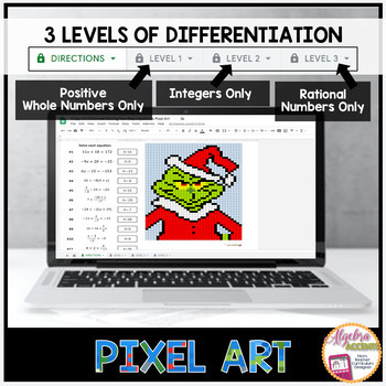 Algebra 1 Solving Two Step Equations Google Sheets Pixel Art Math ...