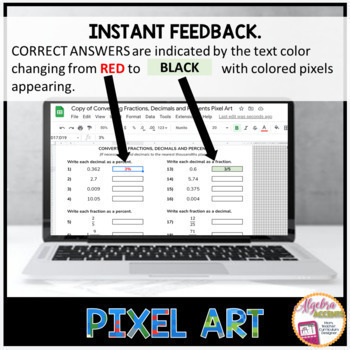 Converting Fractions Decimals Percent Google Sheets Math Pixel Art ...