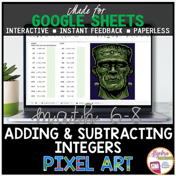 Adding and Subtracting Integers Digital Pixel Art Math Activity ...