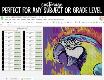 GOOGLE SHEETS DIY Digital Pixel Art Template EDITABLE | Neon Parrot ...